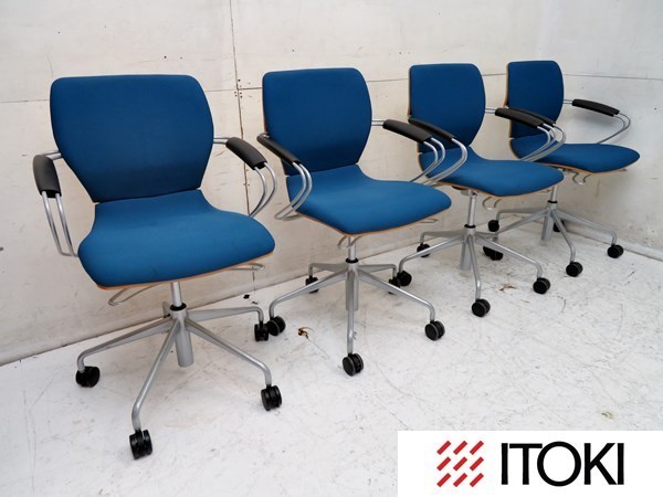 G383 イトーキ/ITOKI SINTA/シンタチェア 4脚セット エリック チャン モダン ミーティングチェア ロッキング(布張り)｜売買されたオークション情報、yahooの商品情報を ...