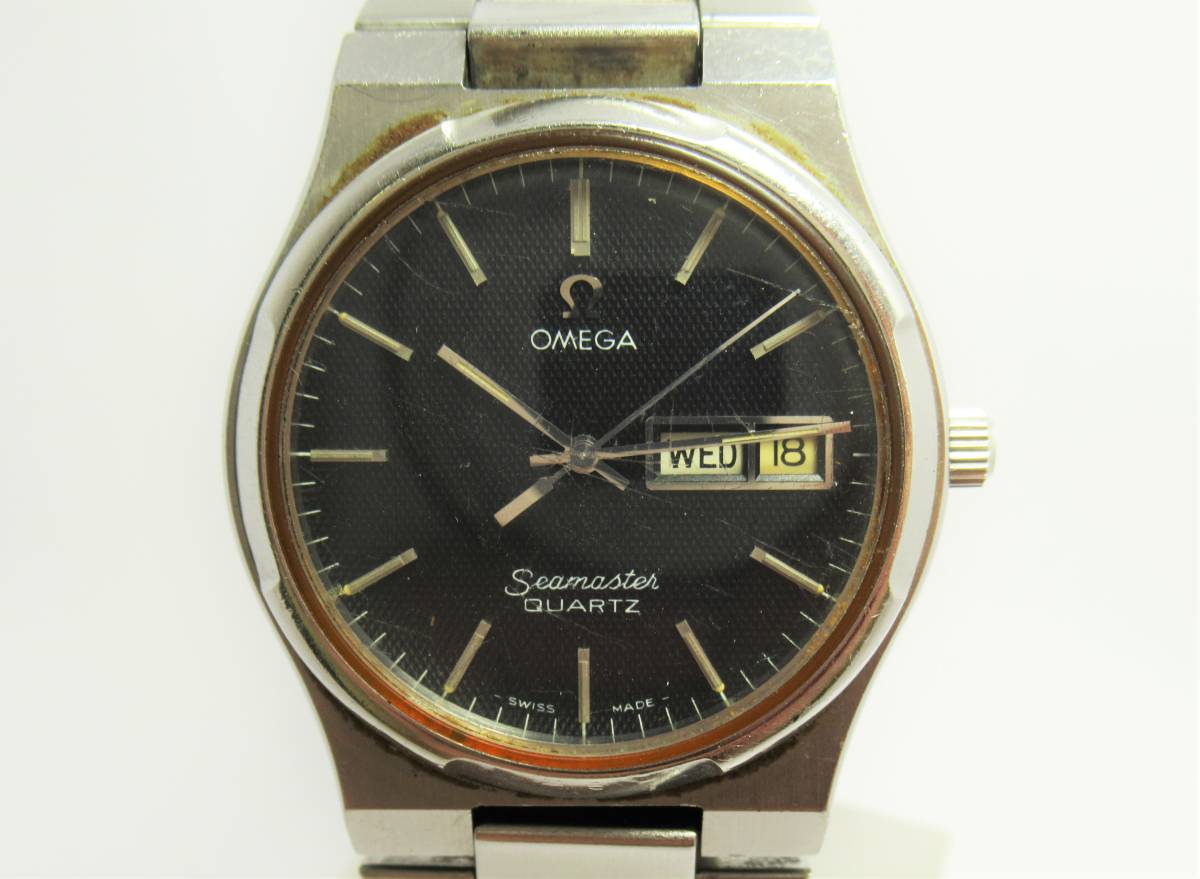 オメガ OMEGA シーマスター 純正ブレス 1288.293 メンズ クォーツ ラウンド 黒文字盤 デイデイト 時計 CZRGW6933 ...