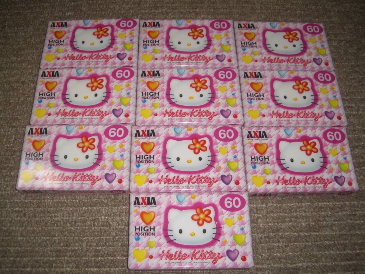 大量 10本セット AXIA HELLO KITTY ハローキティ ハイポジ カセットテープ 60分 hk2 60 アクシア 日本製 富士 ...