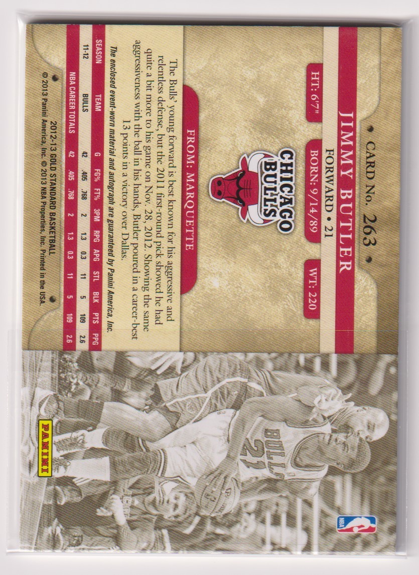 NBA JIMMY BUTLER AUTO Rookie Card 2012-13 PANINI GOLD STANDARD Jersey ...