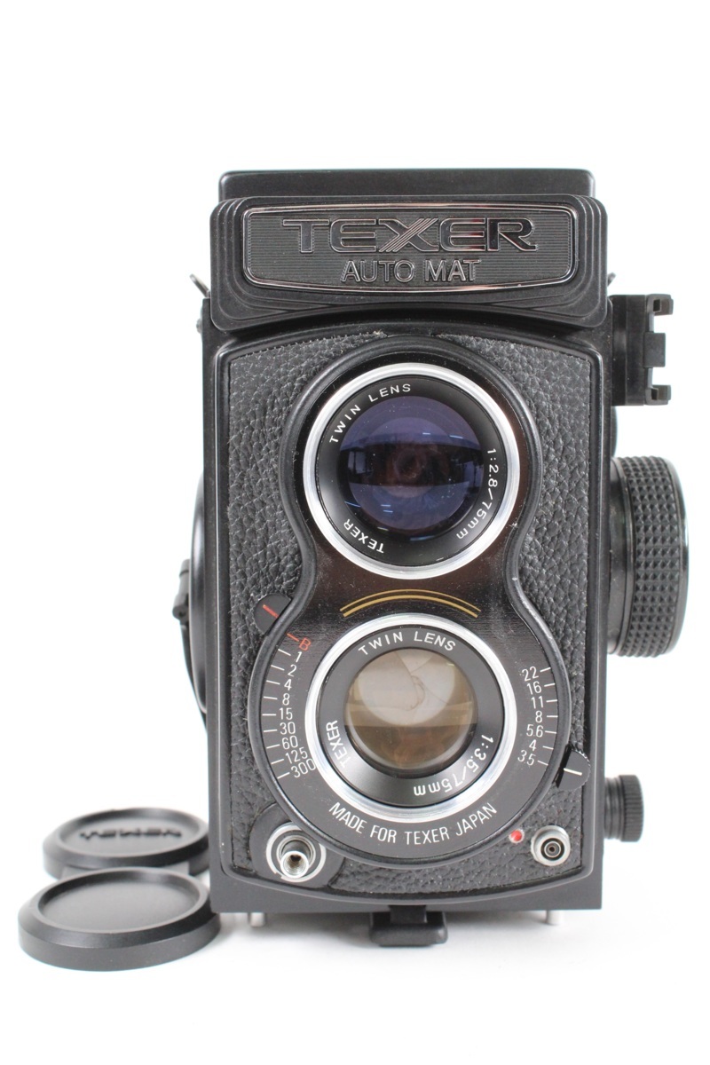 TEXER テクサー AUTO MAT ブラック ボディ TWIN LENS 1:2.8/75mm レンズ 二眼レフカメラ 5656-IW ...