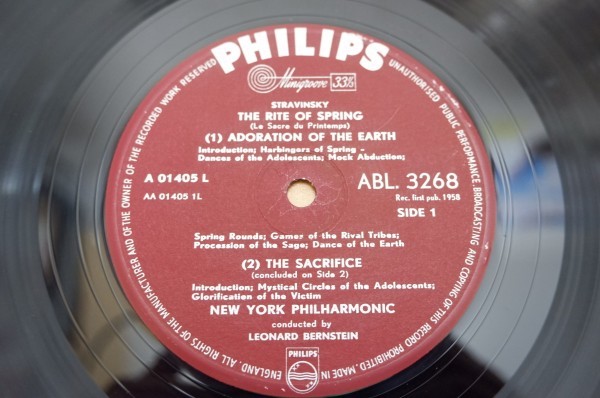 H2-119＜LP/英盤/美盤＞ Stravinsky:The Rite Of Spring / The Firebird Suite New York Philharmonic ...