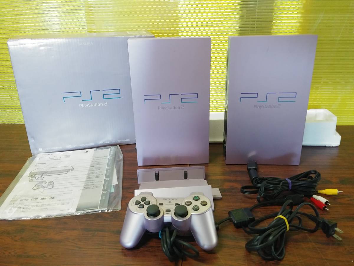 SONY PS2 SAKURA PINK 2Consoles System SCPH-50000 working PS2 サクラピンク 本体 ...