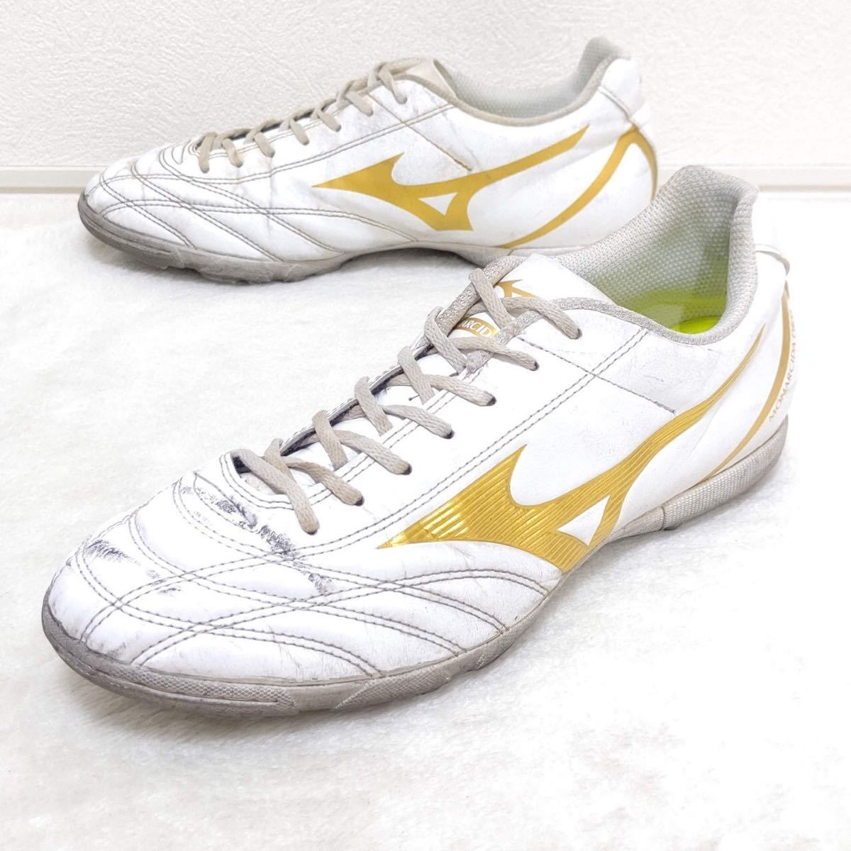 mizuno ミズノ MONARCIDA NEO SELECT AS モナルシーダ サッカー フットサル トレーニングシューズ ホワイト ゴールド 26.5cm / 3170JD(26.5cm ...