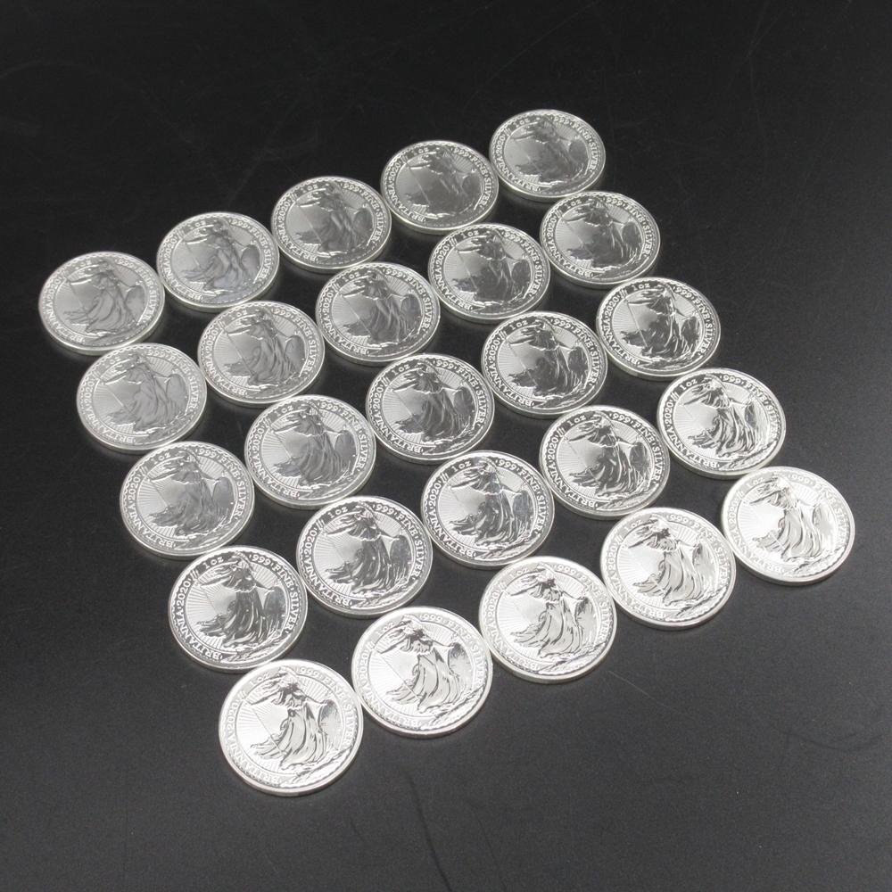 イギリス ブリタニア銀貨 1oz 2ポンド銀貨 2020年 計25枚セット (5) 純銀/銀貨/SV/英国/SILVER o106oyfu ...