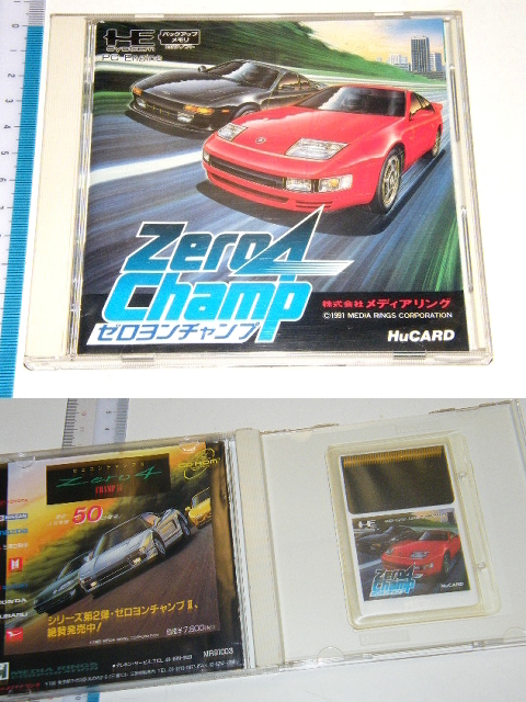 x品名x PCエンジン PC Engine HuCARD Huカード ゼロヨンチャンプZERO4 CHAMPメディアリング c 1991レトロ ...