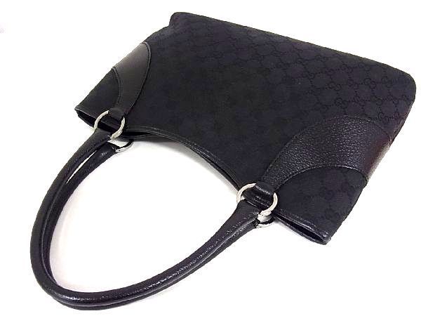 1円 GUCCI グッチ 113015 001013 GGキャンバス×レザー シルバー金具 トートバッグ ショルダー 肩掛け ブラック系 V2232uN(その他)｜売買されたオークション情報 ...