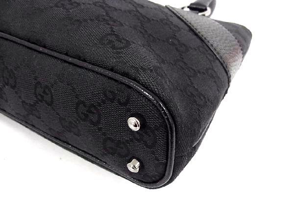 1円 GUCCI グッチ 113015 001013 GGキャンバス×レザー シルバー金具 トートバッグ ショルダー 肩掛け ブラック系 V2232uN(その他)｜売買されたオークション情報 ...