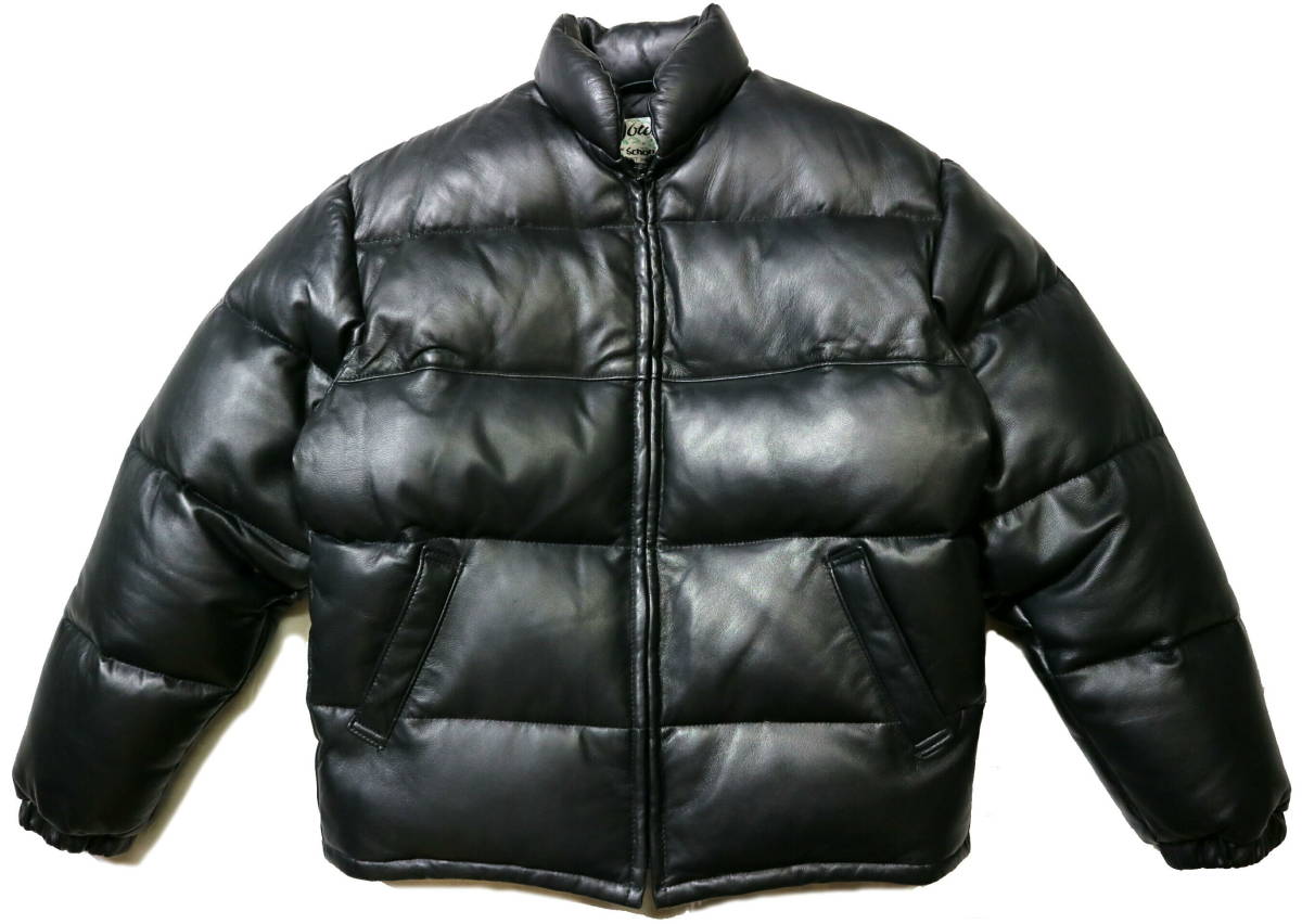 かなり良好 USA製 Schott ショット 214D 羊革 レザーダウンジャケット 40/大きめLサイズ相当 身長181-184センチ位 ...