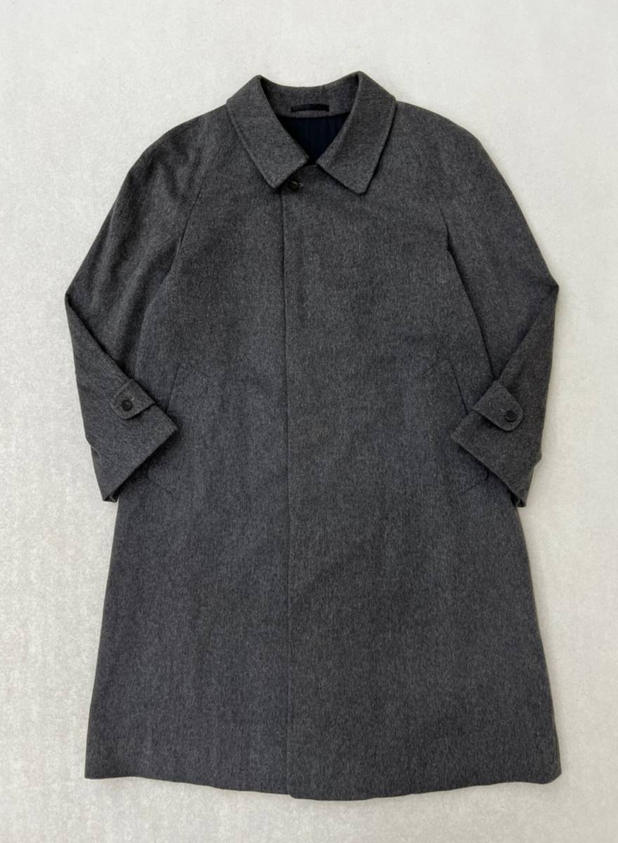 SG488 日本製 英国屋 Eikokuya 最高級CROMBIE生地 カシミヤ100％ ビジネスコート カシミヤコート グレー M(Mサイズ ...
