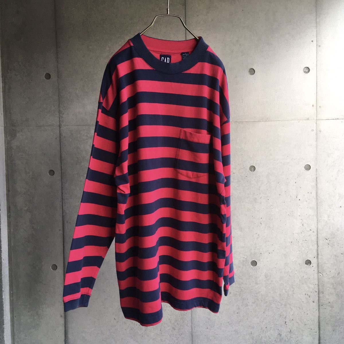 90s オールドギャップ 太ボーダー長袖Tシャツ/OLDGAP ストライプ ネイビーレッド デカタグ ロンT L ビンテージ(長袖Tシャツ)｜売買されたオークション情報、yahooの商品情報を ...