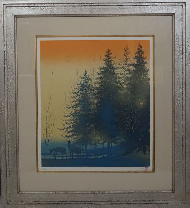 E825 本物保証 千住博 シルクスクリーン 朝に聴く声 ED:12/250 直筆サイン 巨匠 国際的画家 日本画家 風景画額装(シルクスクリーン)｜売買されたオークション情報、yahooの ...