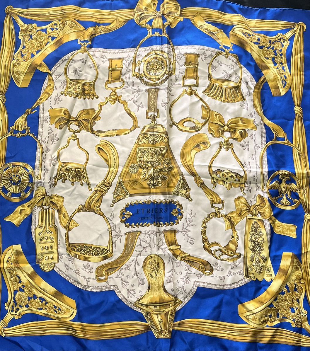 ヴィンテージ ETRIERS HERMES エルメススカーフ ストール 青 ブルー 小物(スカーフ)｜売買されたオークション情報、yahooの商品情報をアーカイブ公開 - オークファン ...