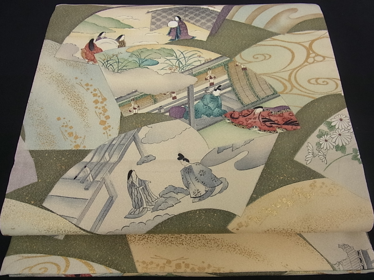 花美人着物 六通柄袋帯 地紙風景文 源氏物語 金彩 逸品 ar249(仕立て上がり)｜売買されたオークション情報、yahooの商品情報を ...