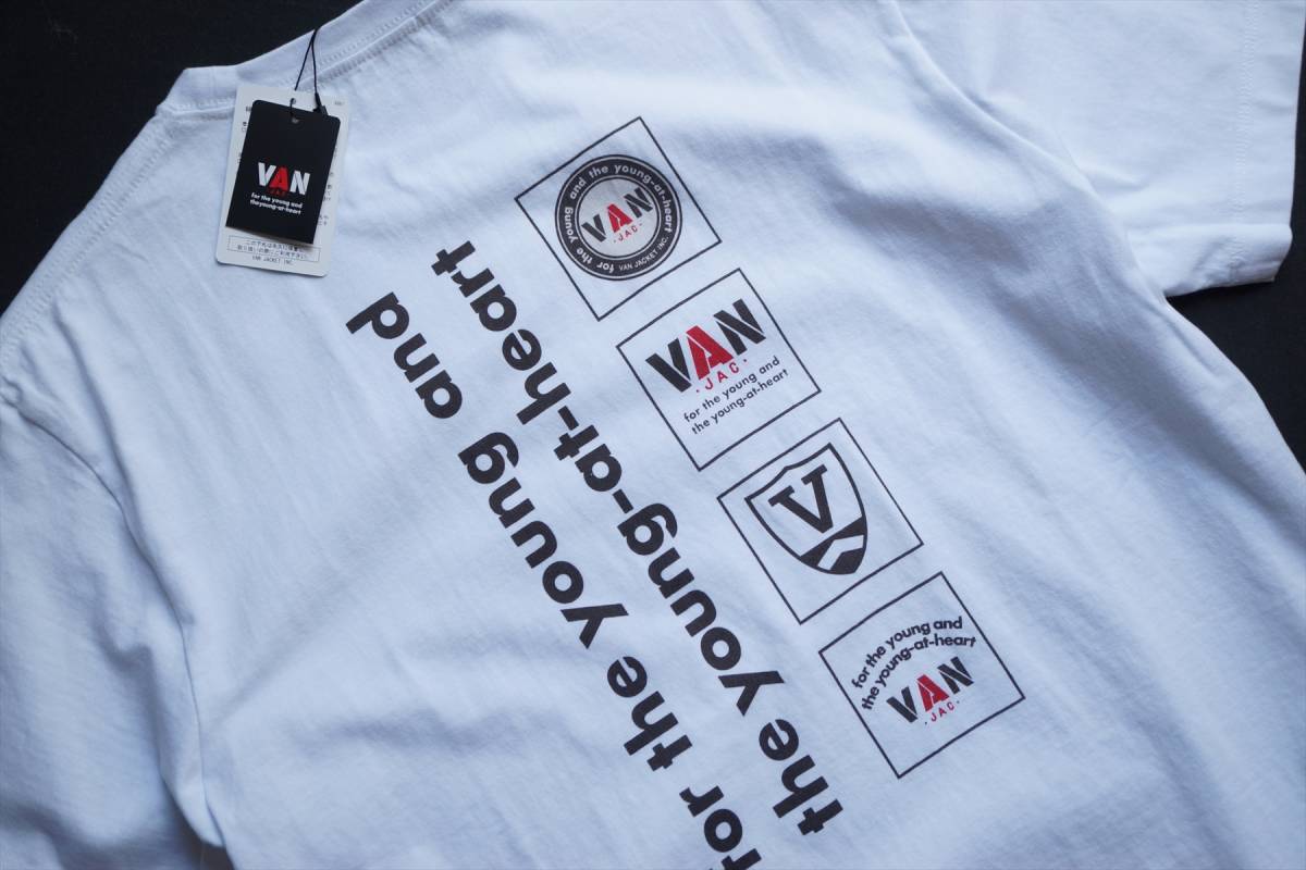 VAN JAC ヴァンヂャケット IVY BOY夏の定番 バック永遠の丸VAN & アーチロゴ他縦四連&左胸定番ロゴプリントTシャツ L ホワイト(イラスト、キャラクター)｜売買された ...