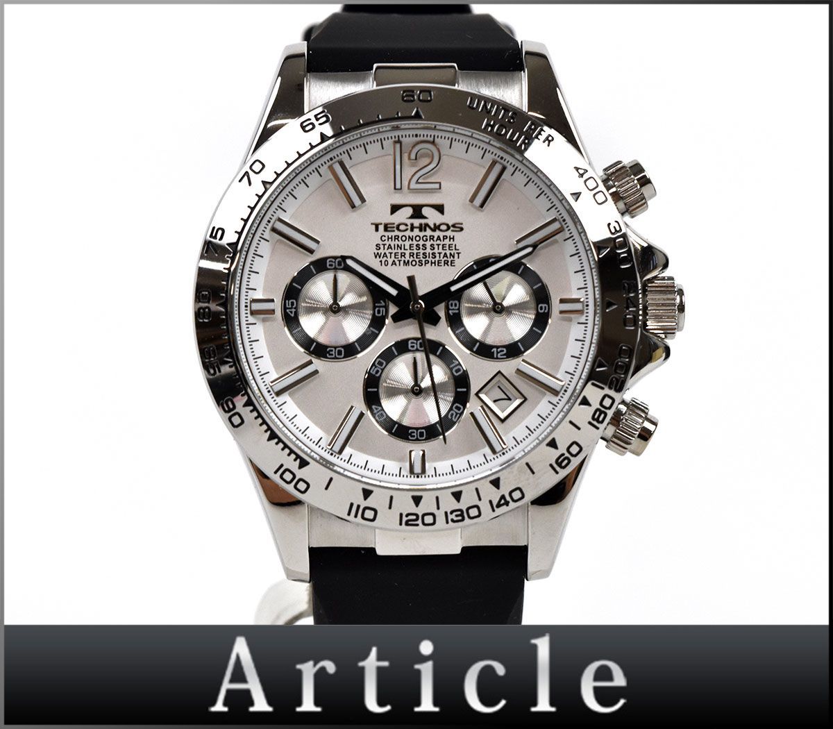 130974 TECHNOS テクノス メンズ 腕時計 クォーツ クロノグラフ デイト T8A89 SS ラバー シルバー ブラック/ D(テクノス)｜売買されたオークション情報、yahooの ...