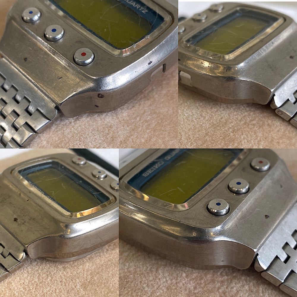 SEIKO QUARTZ セイコー クオーツ 初期型 デジタル チタン TITANIUM 0614-5000 ブルー盤 純正ベルト 腕時計 品 ...