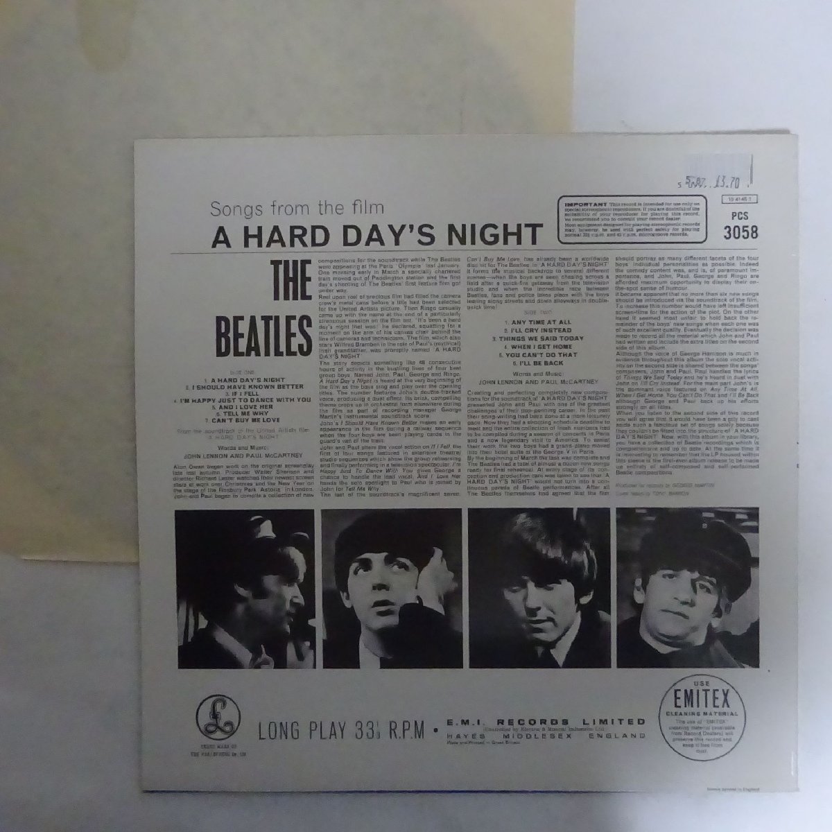 18023495; ほぼ美盤/UK盤 The Beatles / A Hard Day's Night(A HARD DAY'S NIGHT ...