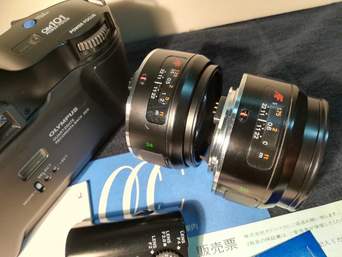 OLYMPUS OM-101 実写確認済み 明るい単焦点レンズ 50mm F1.8 レアな 24mm F2.8 稀少マニュアルアダプター付き ジャンク扱 オリンパス OM101(オリンパス ...