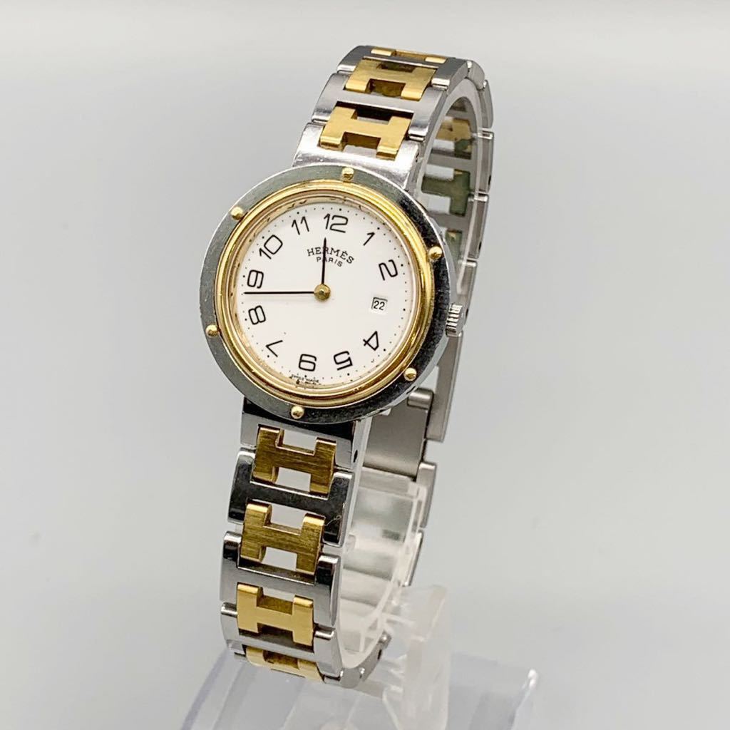 FN7385T 電池交換済み HERMES エルメス クリッパー ホワイト SEVEN JEWELS 491034 クォーツ 腕時計 稼働品 レディース ヴィンテージ(クリッパー)｜売買された ...