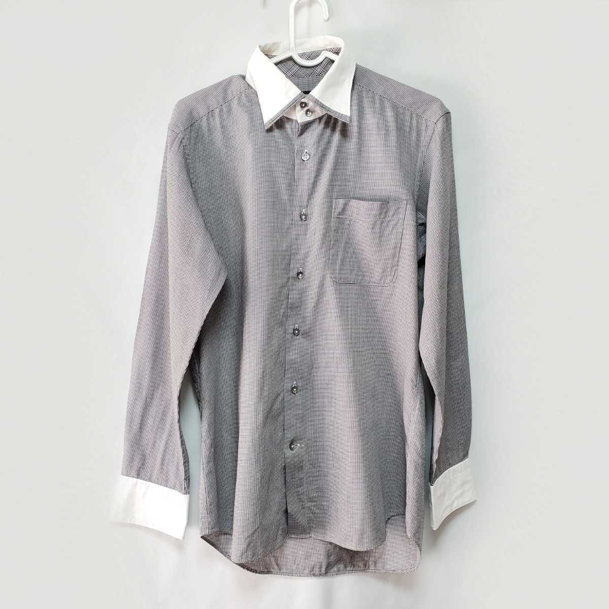 COMME CA MEN コムサ メン メンズ長袖シャツ SLIM MODEL ブラック×ホワイト サイズS(Sサイズ)｜売買されたオークション情報、yahooの商品情報をアーカイブ公開 ...