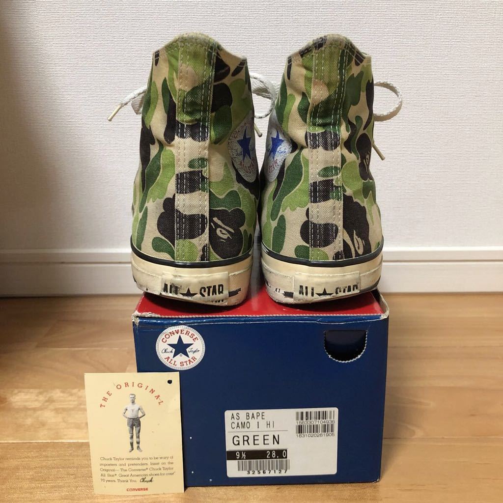 A BATHING APE × CONVERSE オールスター ABCカモ 迷彩 28cm 9 1/2 日本製 当時物 エイプ コンバース ...
