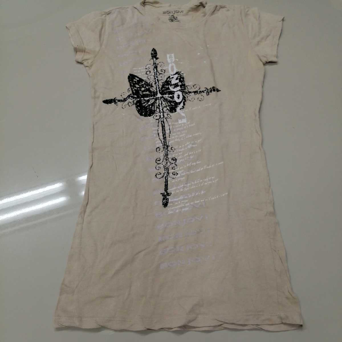 C02 バンドTシャツ ボンジョヴィ ベージュ レディースサイズ BON JOVI 蝶々(Tシャツ)｜売買されたオークション情報、yahooの商品情報をアーカイブ公開 - オークファン ...