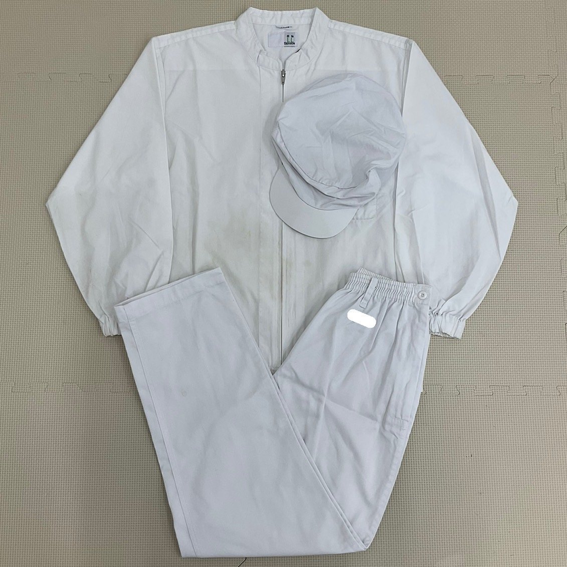 US708-3 神奈川県 中央農業高校 実習服 上下 3点セット /指定品/L/LL/SEASON/長袖/長ズボン/帽子/白衣/作業着/女子 ...