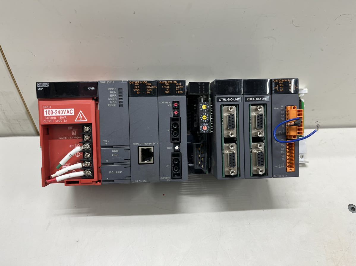 24 三菱 MITSUBISHI MELSEC Q38B+Q61P+Q02HCPU+QJ71E71-100+QJ71LP21-25+CTRL ...