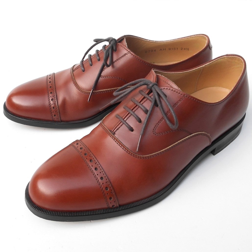 REGAL リーガル 2794 茶 24.5cm EE ストレートチップ 内羽根 パンチドキャップトゥ 牛革レザー レースアップシューズ ...