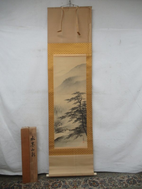 E2319 稲川光風 水墨山水 肉筆絹本 掛軸 共箱(山水、風月)｜売買されたオークション情報、yahooの商品情報をアーカイブ公開 ...