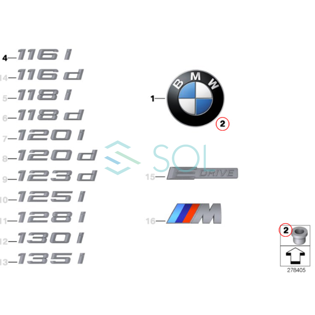 送料185円 BMW エンブレム グロメット 2個セット 1台分 出荷締切18時 E82 E87 E88 F20 F21 F44 E30 E36 E46 E90 E91 各種汎用 ...