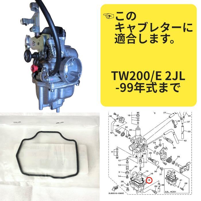 在庫あり 即納 TW200 TW200E キャブレター フロート パッキン ヤマハ 純正 ガスケット チャンバー Oリング 2JL 強制開閉 ...