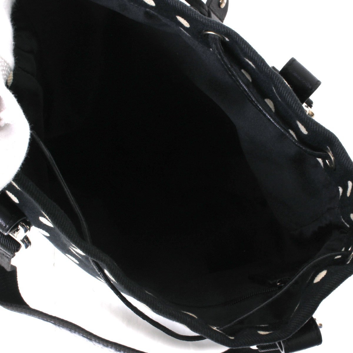 Yves Saint Laurent カハラ トートバッグ ブラック YSL 123435 204990 イヴサンローラン キャンバス ドット ...