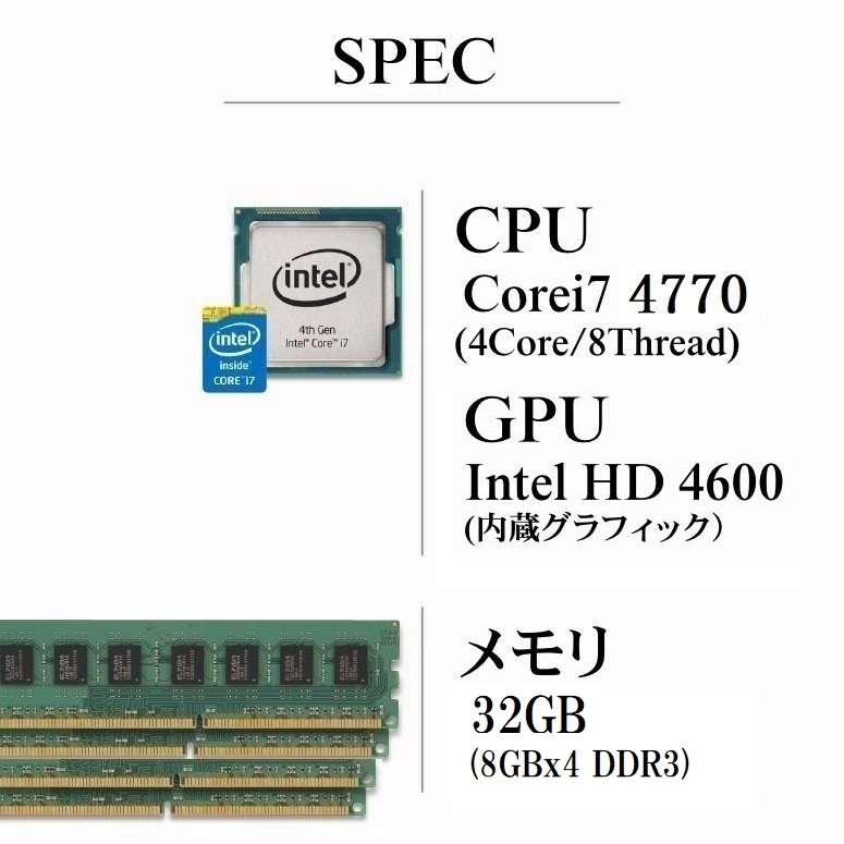 7TB大容量 爆速 Corei7-4770/ SSD-1TB/ HDD-6TB/ メモリ-32GB/ ブルーレイドライブ/ WIFI無線LAN ...