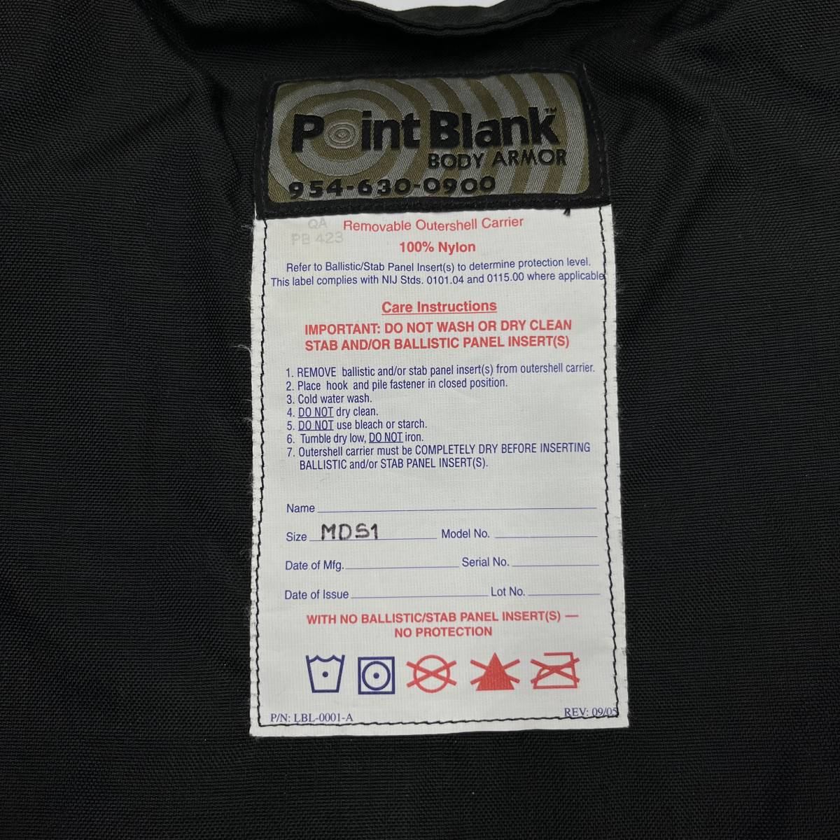 実物 POINT BLANK ポイントブランク ボディーアーマー R20D LE BOSTON POLICE LAPD NYPD SFPD ...