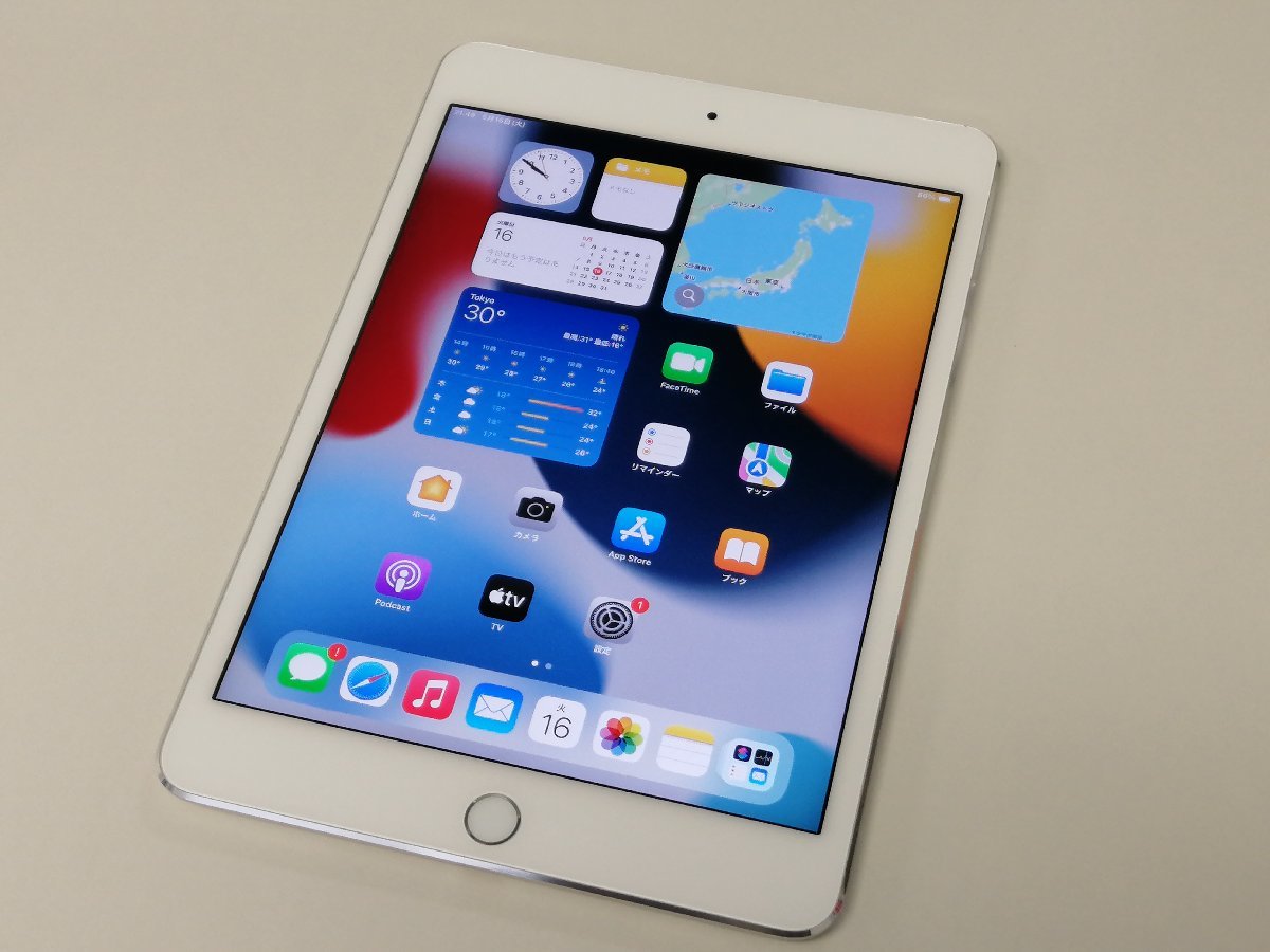 au iPad mini 4 WiFi+Cellular 128GB A1550 MK772J/A シルバー SIMロック解除済(iPad本体 ...