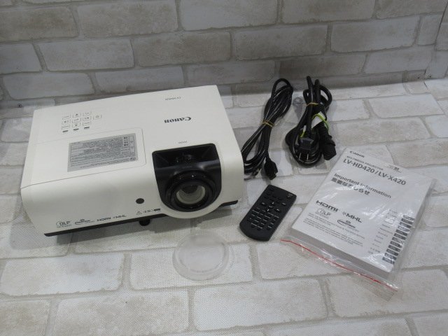 Ω 新DK 0163 保証有 Canon LV-HD420 キャノン プロジェクター ランプ使用時間トータル63H 取説/リモコン付 祝 ...