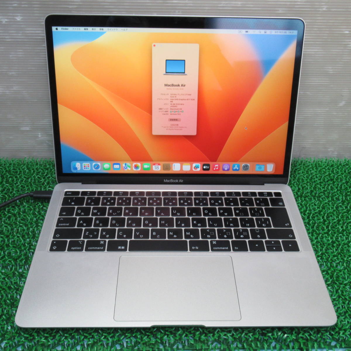 08186 MacBook Air Retina 13インチ 2019 A1932 Core i5 1.6GHzSSD128GB/mac OS ...