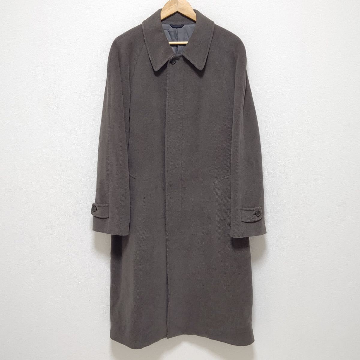 DURBAN ダーバン アンゴラ ロング コート グレー灰色 日本製 ジャパンメイド ステンカラー 良質ウール混合 メンズ サイズLL ...