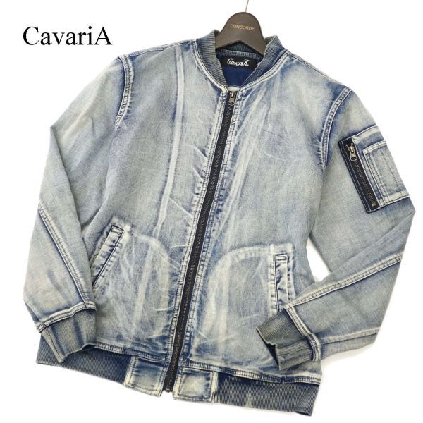 CavariA キャバリア 通年 加工 MA-1 ストレッチ デニム フライト ジャケット ブルゾン Sz.46 メンズ C3T09054_A ...