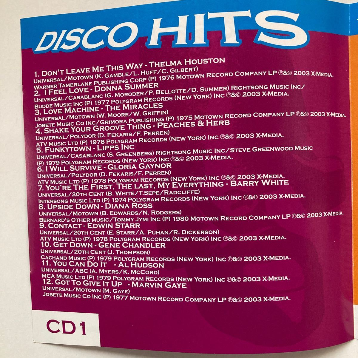 DISCO HITS DONNA SUMMER THE MIRACLES LIPPS INC BARRY WHITE DIANA ROSS ...