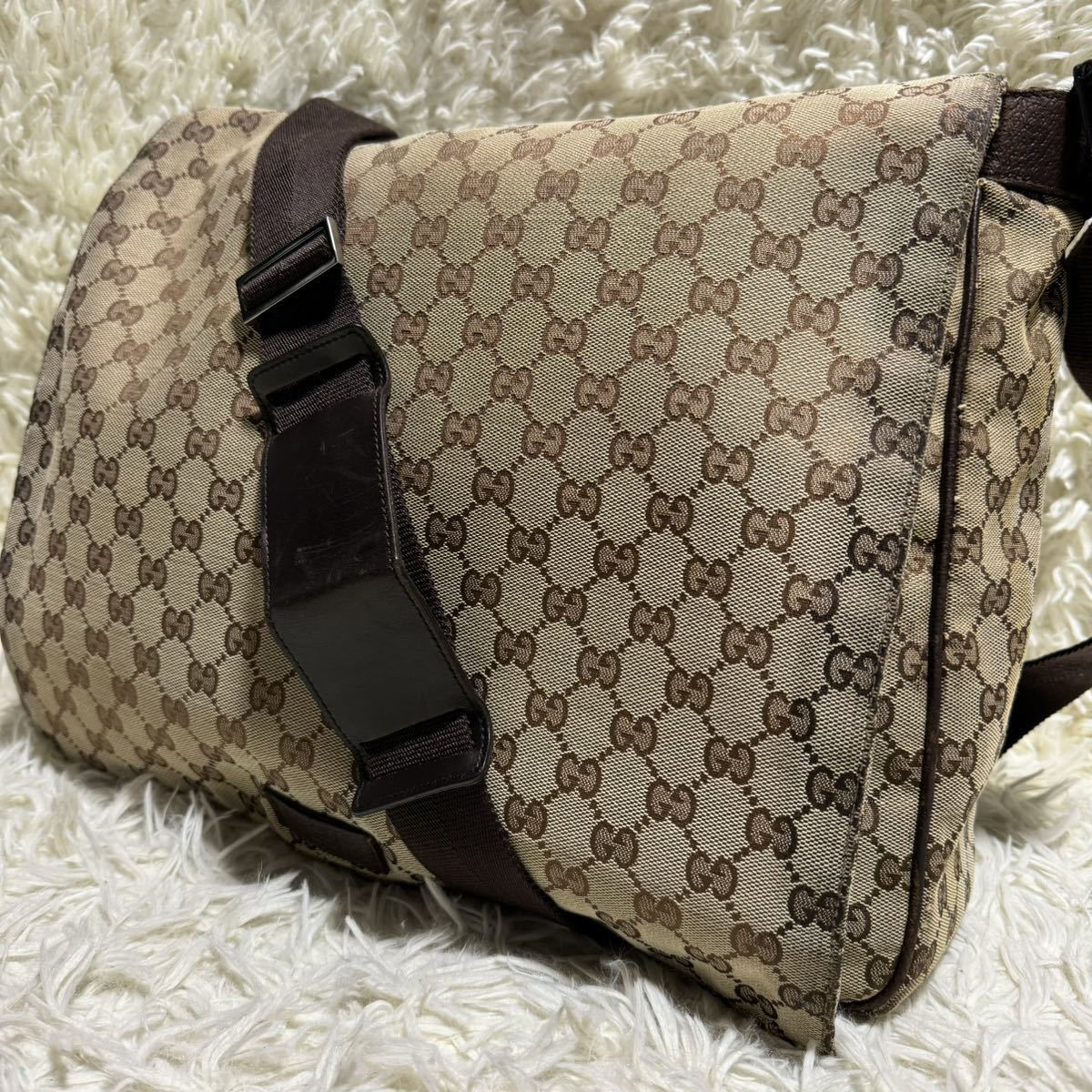1円 GUCCI グッチ メッセンジャーバッグ ショルダーバッグ GG ブラウン 斜め掛け レザー メンズ フラップ メンズ ボディバッグ(その他)｜売買されたオークション情報、yahooの ...