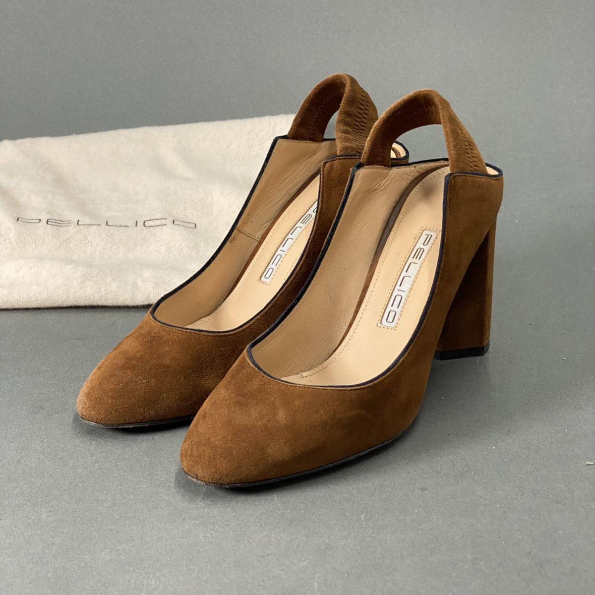 Bl25 イタリア製 PELLICO ペリーコ スエード チャンキーヒール パンプス ストラップ スウェードレザー 34 1/2 21.5cm相当 レディース(ブラウン系)｜売買された ...