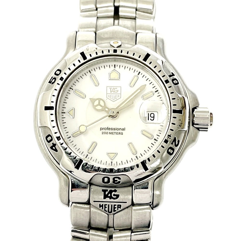 1円スタート TAG HEUER タグホイヤー WH1311-K1 プロフェッショナル SS ホワイト文字盤 クオーツ レディース腕時計 ...