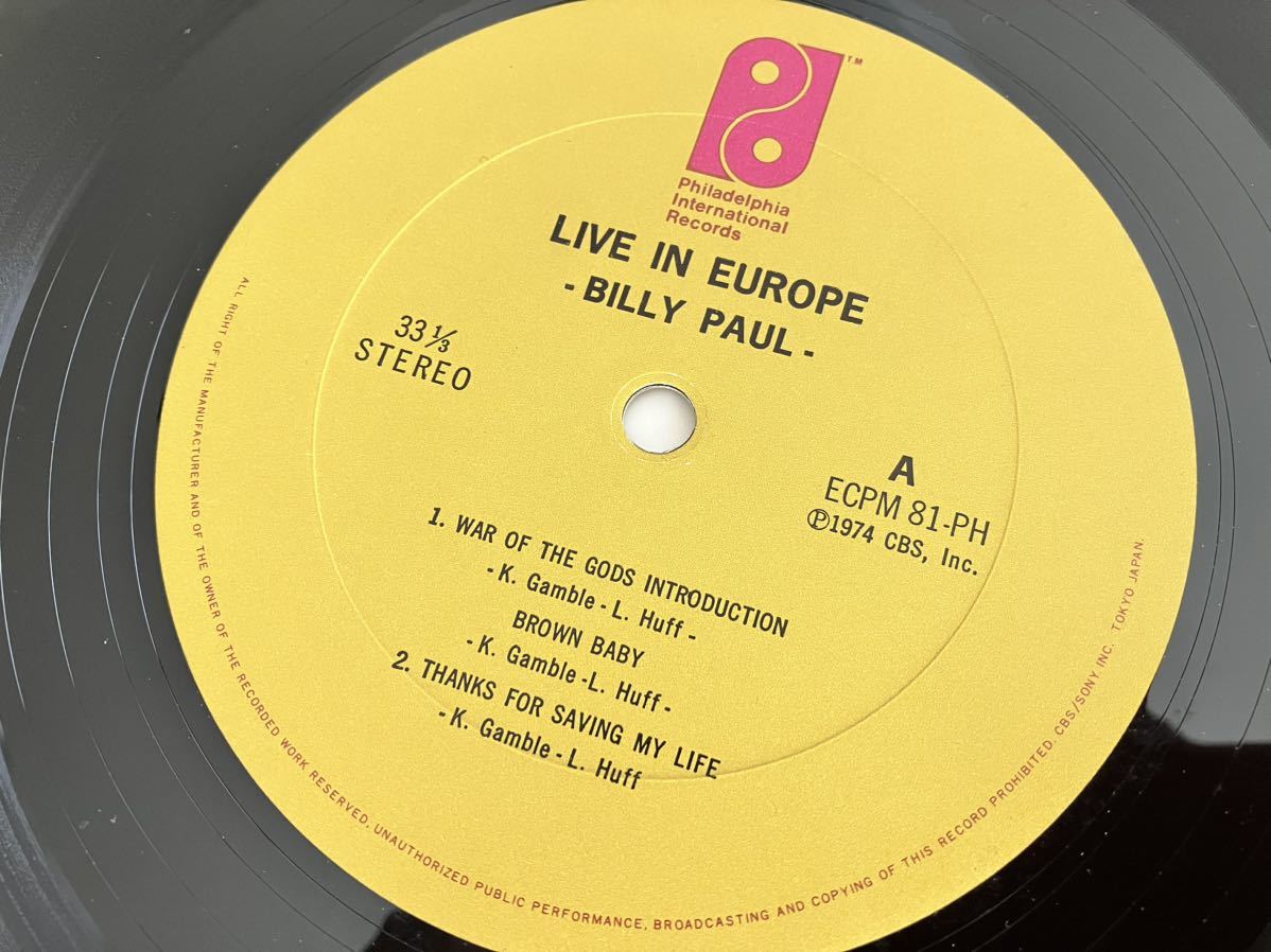 73年盤 ビリー ポール Billy Paul / Live In Europe 日本盤LP CBS ECPM-81-PH フィリーソウル ...