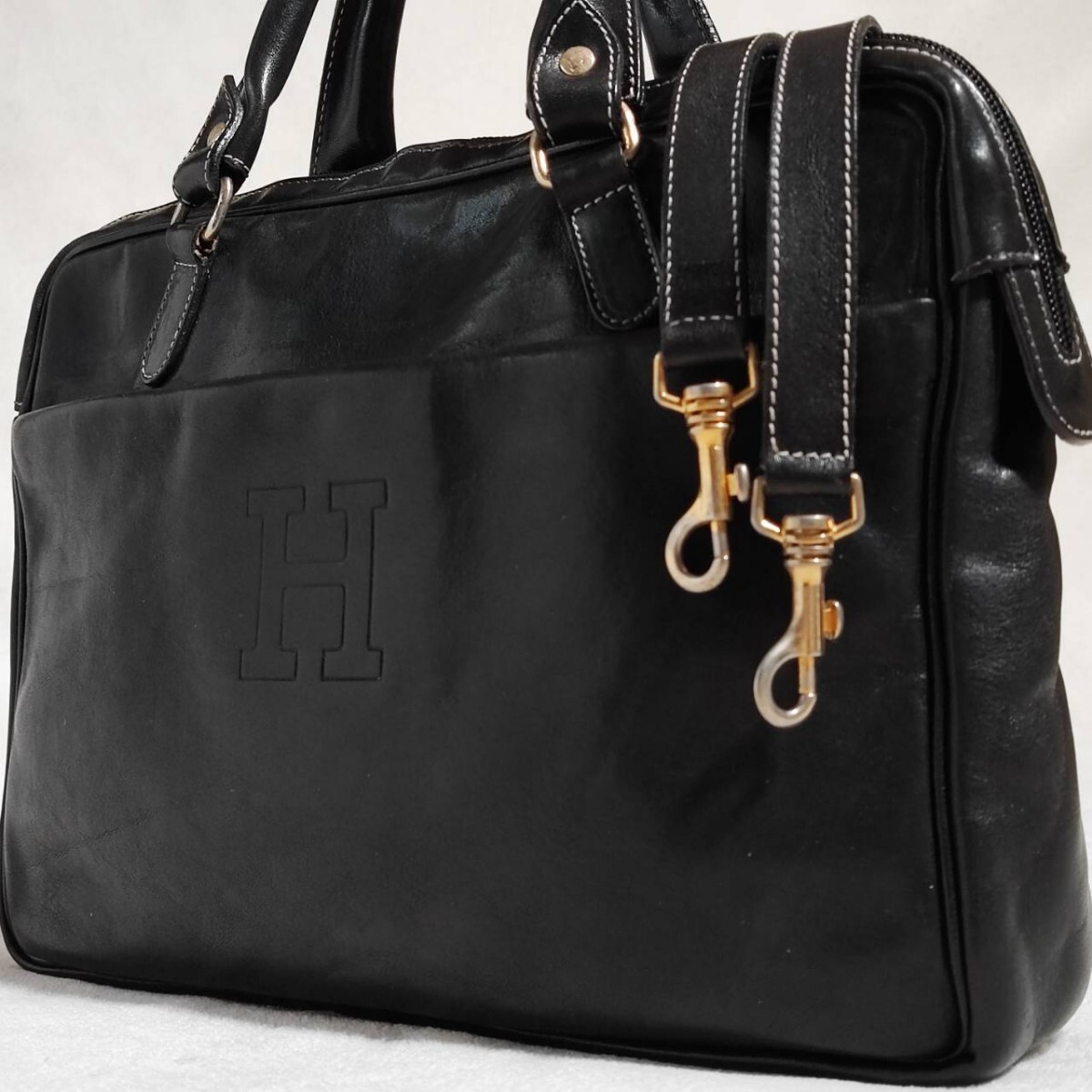 ヒロフ 2way トートバッグ 本革 レザー HIROFU ブラック 黒 ビジネスバッグ ブリーフケース メンズ 大容量 仕事 A4可 肩掛け可 書類鞄(ブリーフケース、書類かばん)｜売買され ...
