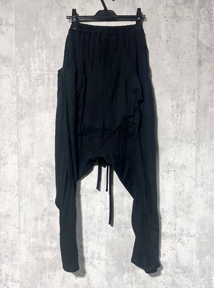 21SS定価40700円 JULIUS ユリウス リネン カバード サルエル パンツ 黒 3/ L XL 麻 rickowens ...