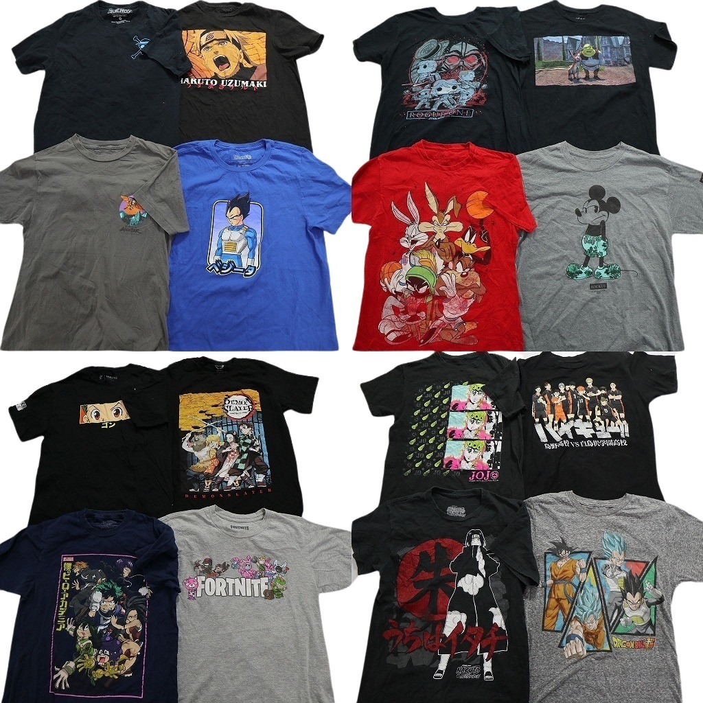 古着卸 まとめ売り キャラクター 半袖Tシャツ 16枚セット メンズ S /M ナルト ドラゴンボール MS3418 1円スタート(イラスト ...