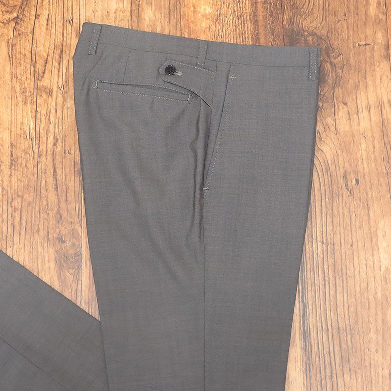 1円/TREBIO/97cm/スラックス パンツさらっと なめらか ウール混 無地 ノータック 洗濯OK 上品 美脚 /ダークグレー ...